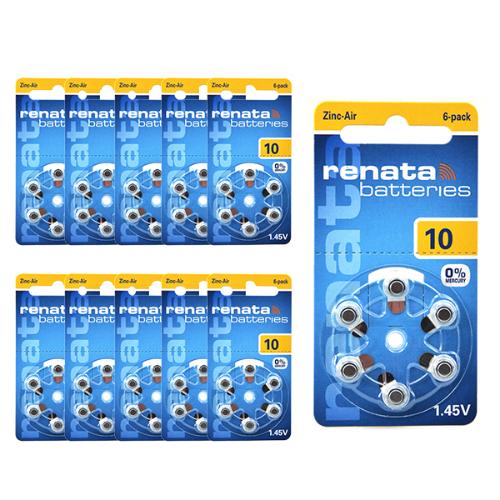 Pack de 10 blisters de 6 piles 10A RENATA - Accumulateurs zinc-air ... Pack de 10 blisters de 6 piles 10A RENATA - Accumulateurs zinc-air ...